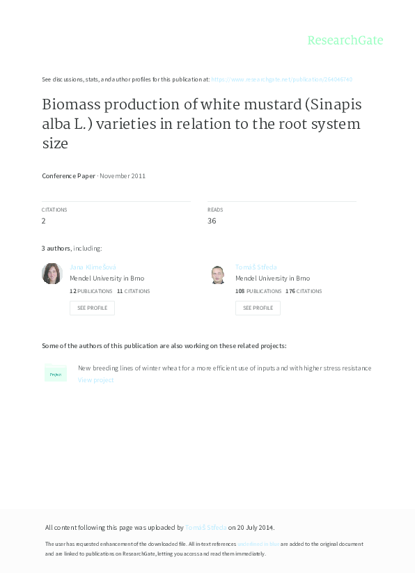 (PDF) Biomass production of white mustard (Sinapis alba L.) varieties ...
