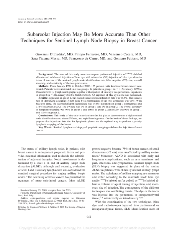 (PDF) Subareolar injection may be more accurate than other techniques ...