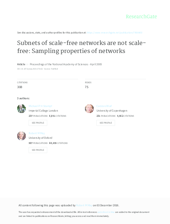 (PDF) Subnets of scale-free networks are not scale-free: sampling ...