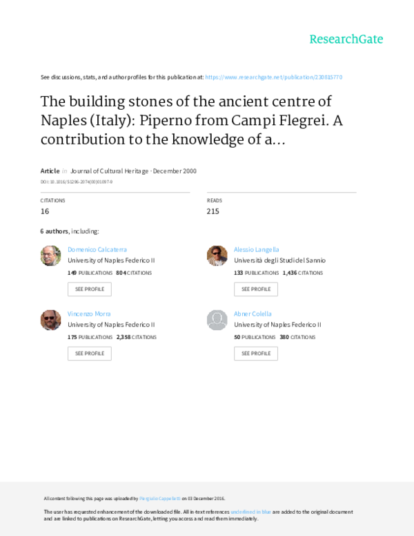 (PDF) The building stones of the ancient centre of Naples (Italy ...