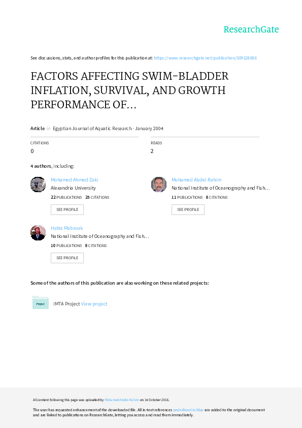 (PDF) Factors affecting swimbladder inflation salinity 1