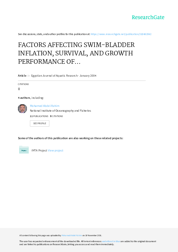 (PDF) Factors affecting swim bladder inflation of Gilthead seabream ...