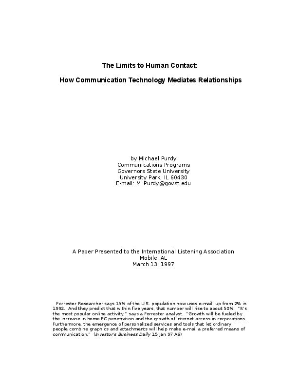 (DOC) The limits to human contact: How communication technology ...