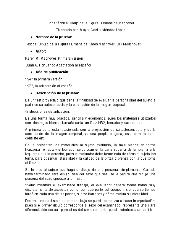 (DOC) Ficha tecnica Dibujo de la Figura Humana de Machover