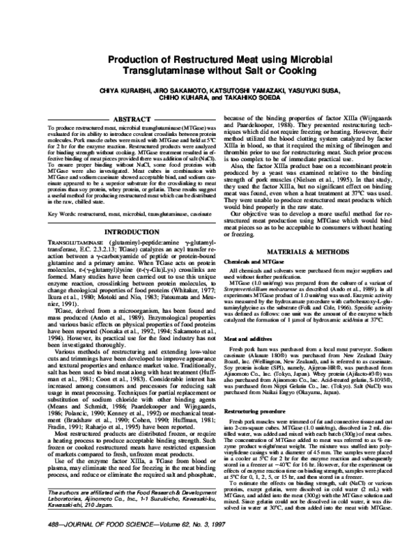 (PDF) Production of restructured meat using microbial transglutaminase ...
