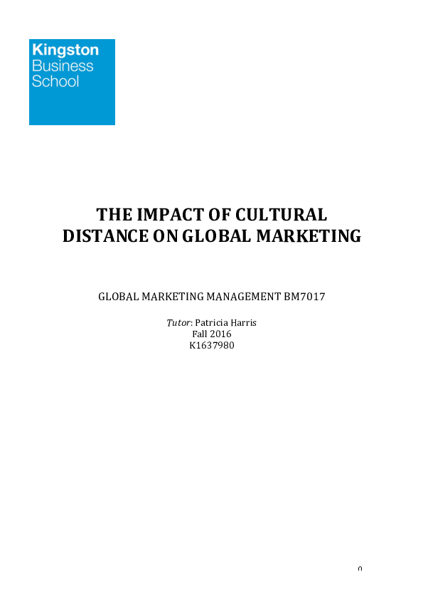 (PDF) THE IMPACT OF CULTURAL DISTANCE ON GLOBAL MARKETING GLOBAL ...