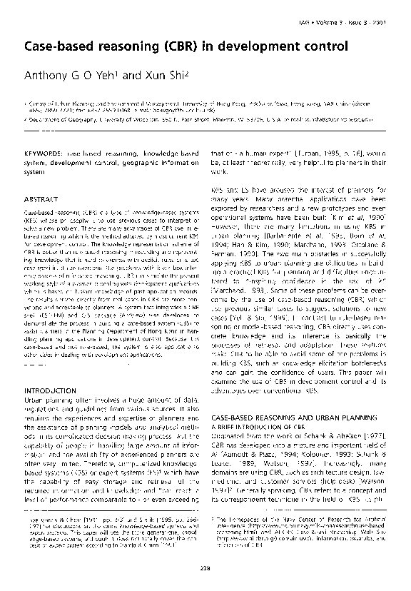 (PDF) Case-based reasoning (CBR) in development control
