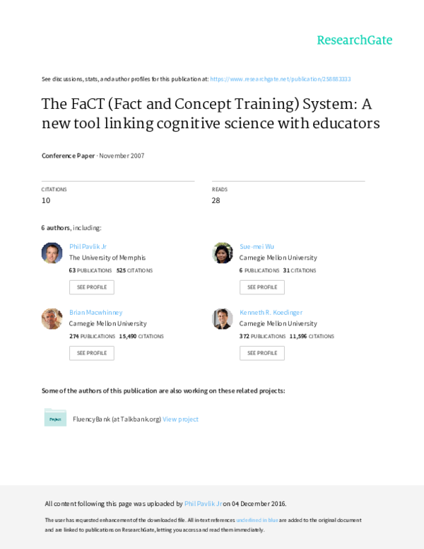 (PDF) The FaCT (Fact and Concept Training) System: A new tool linking ...