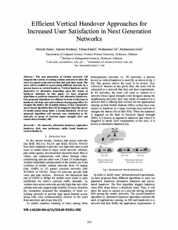 (PDF) Efficient vertical handover approaches for increased user ...