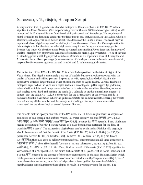 (PDF) Sarasvati vak raṣṭra Harappa Script | Srini Kalyanaraman ...