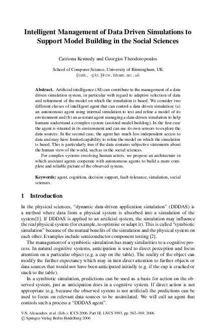 (PDF) Intelligent management of data driven simulations to support model building