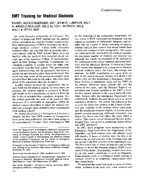 (PDF) EMT training for medical students