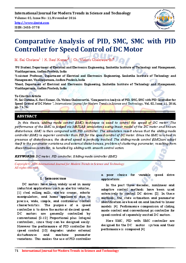 Pdf Comparative Analysis Of Pid Smc Smc With Pid Controller For