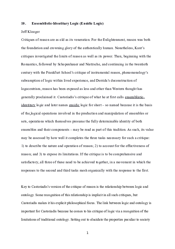 (DOC) ‘Ensembistic-Identitary Logic (Ensidic Logic)’ in Suzi Adams (ed ...