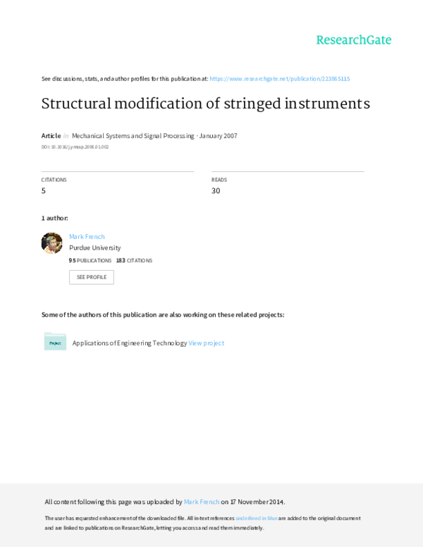 (PDF) Structural modification of stringed instruments