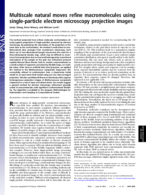 Pdf Multiscale Natural Moves Refine Macromolecules Using Single Particle Electron Microscopy