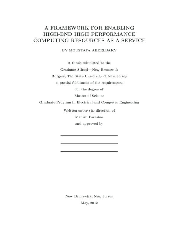 (PDF) A framework for enabling high-end high performance computing resources as a service