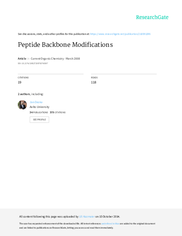 (PDF) Peptide Backbone Modifications