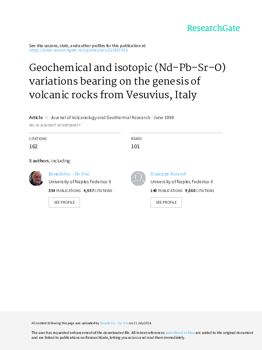 (PDF) Geochemical and isotopic (Nd–Pb–Sr–O) variations bearing on the ...