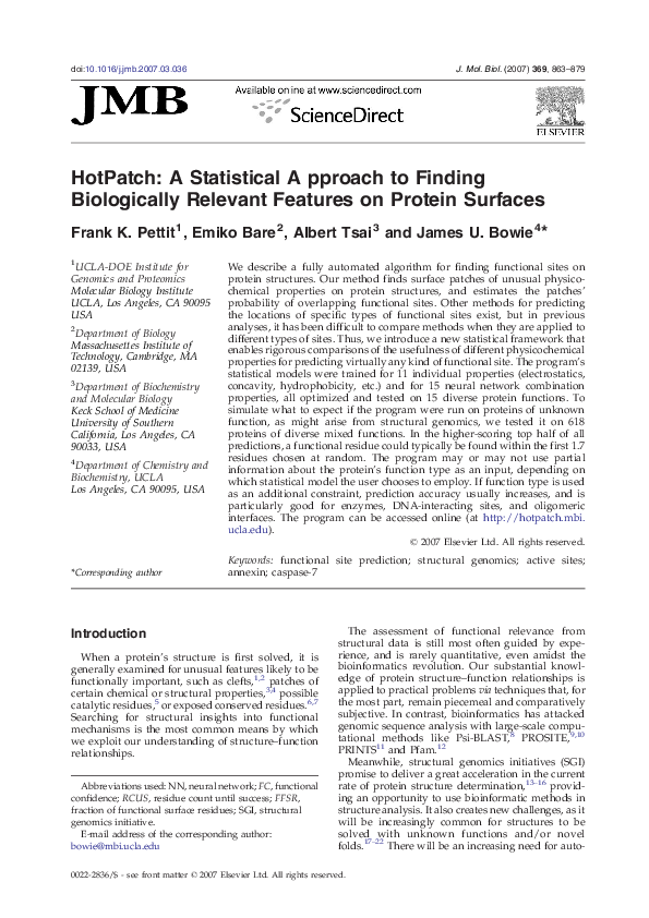 (PDF) HotPatch: A Statistical A pproach to Finding Biologically ...