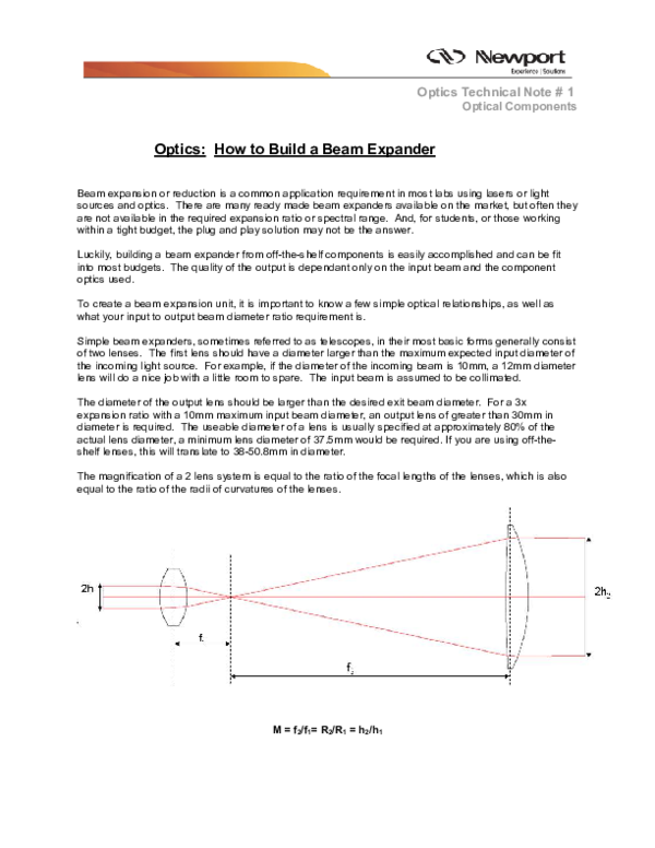 (PDF) Optics Technical Note # 1 Optical Components Optics: How to Build ...