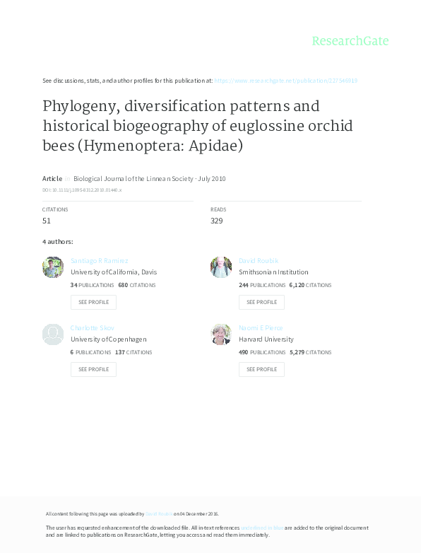 (PDF) Phylogeny, diversification patterns and historical biogeography ...