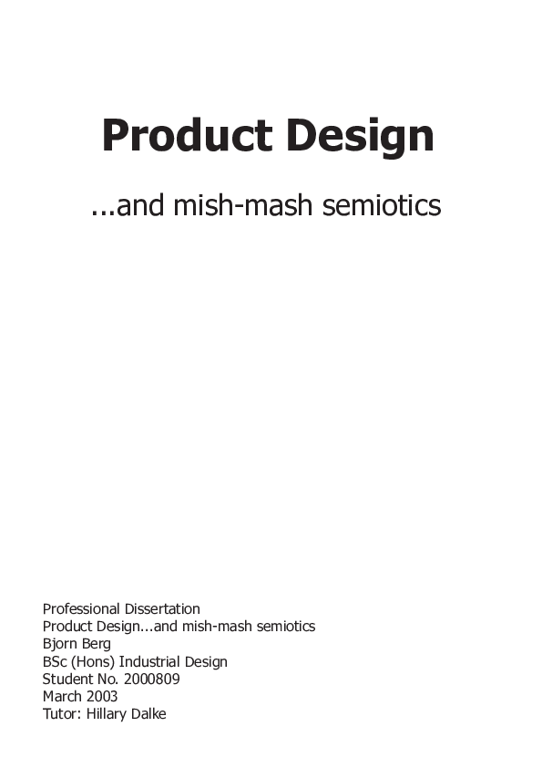 (PDF) Product Design ...and mish-mash semiotics | Bjorn Berg - Academia.edu