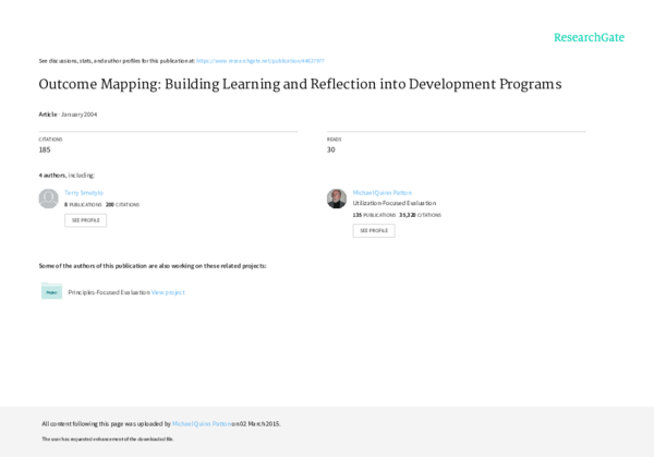 (PDF) Outcome mapping: Building learning and reflection into ...