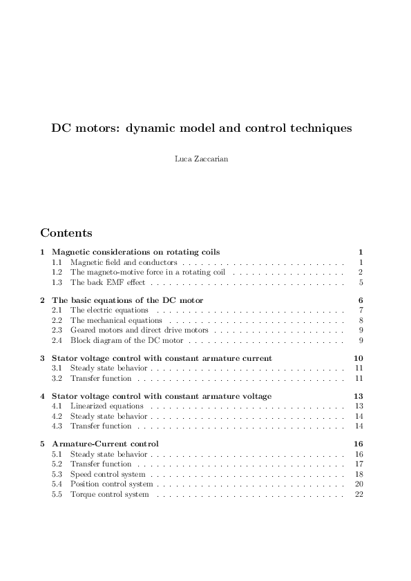 (PDF) DC motors: dynamic model and control techniques