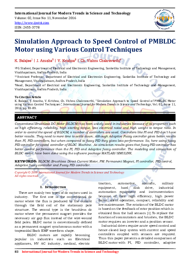 Pdf Fuzzy Pid Control For Pmbldc Motor Speed 