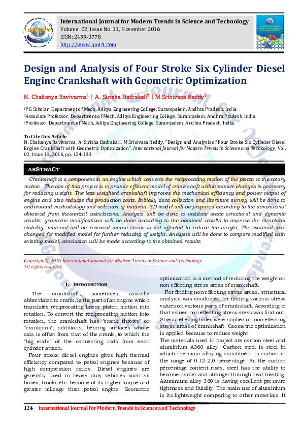 (PDF) Design and Analysis of Four Stroke Six Cylinder Diesel Engine ...