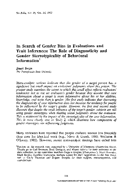 (PDF) In search of gender bias in evaluations and trait inferences: The ...