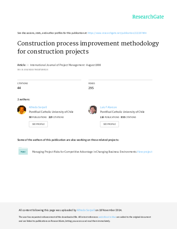(PDF) Construction process improvement methodology for construction ...