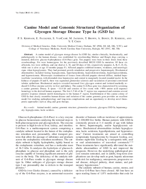 (PDF) Canine Model and Genomic Structural Organization of Glycogen ...