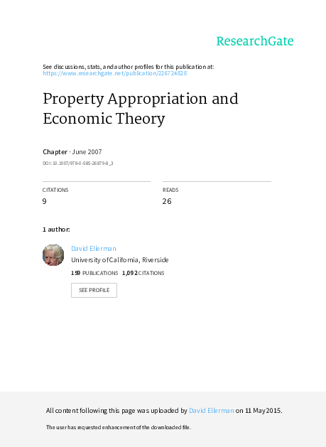 (PDF) Property Appropriation and Economic Theory | David Ellerman ...
