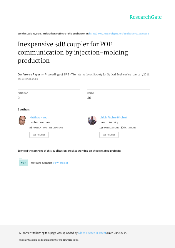 (PDF) Inexpensive 3dB coupler for POF communication by injection ...