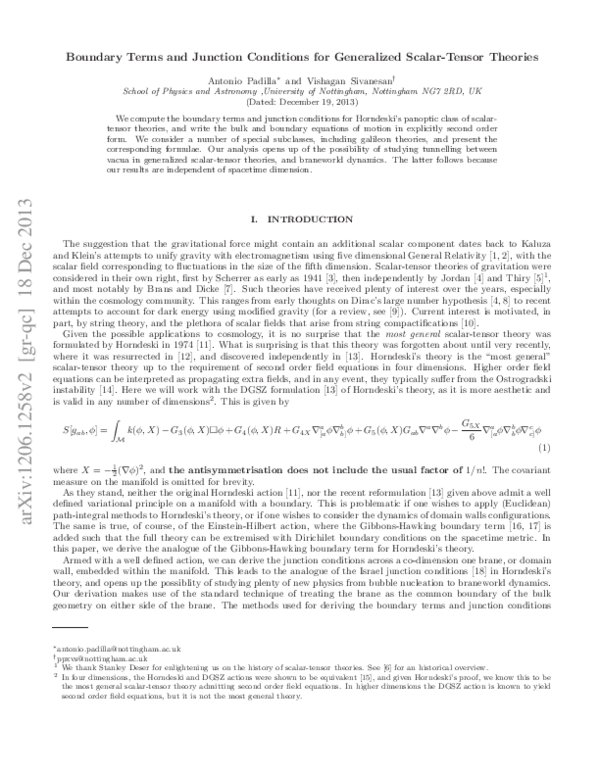 (PDF) Boundary terms and junction conditions for generalized scalar-tensor theories