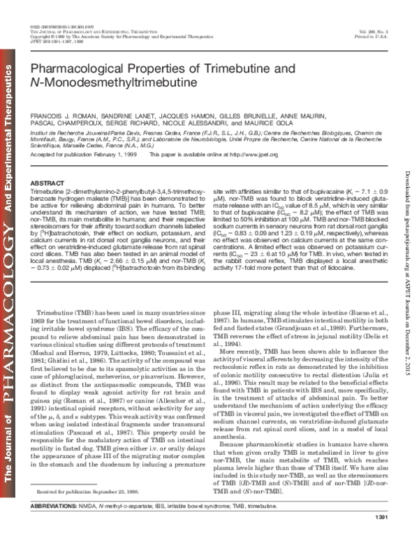 (PDF) Pharmacological properties of trimebutine and N ...