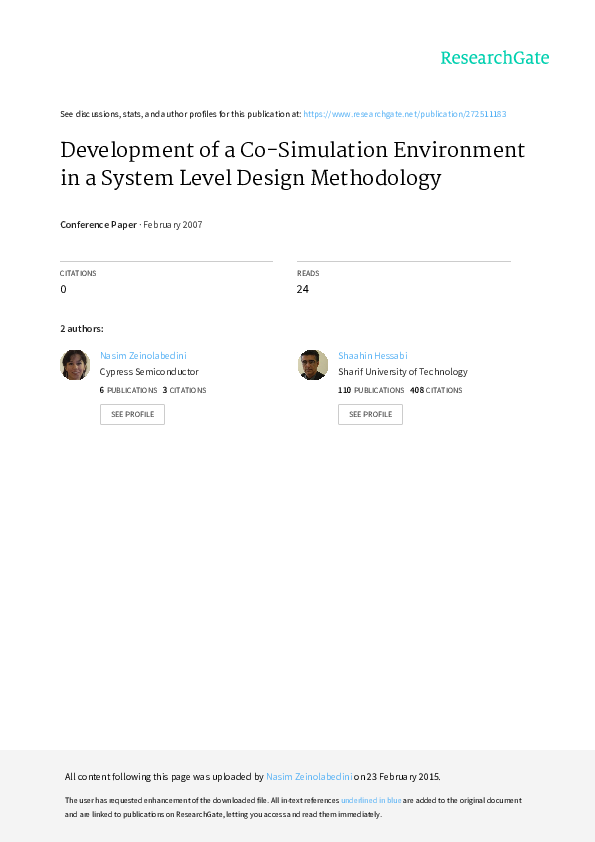 (PDF) Development of a co-simulation environment in a system level ...