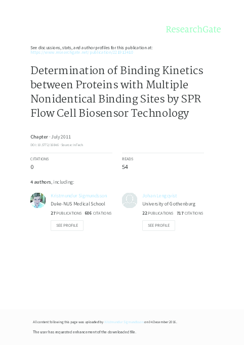 (PDF) Determination of Binding Kinetics between Proteins with Multiple ...