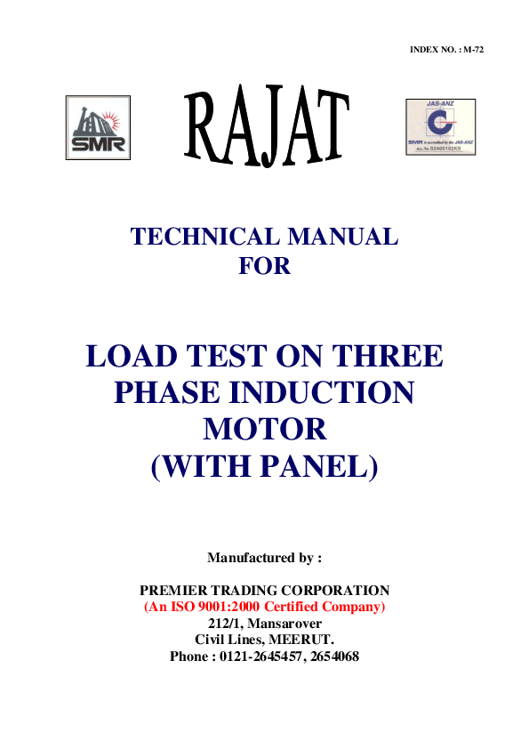 (PDF) LOAD TEST ON THREE PHASE INDUCTION MOTOR (WITH PANEL