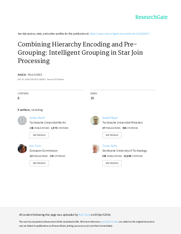 Pdf Combining Hierarchy Encoding And Pre Grouping Intelligent Grouping In Star Join Processing
