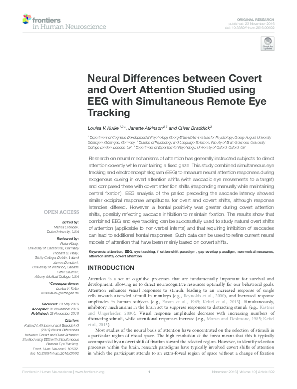 (PDF) Neural differences between covert and overt attention studied using EEG with simultaneous ...