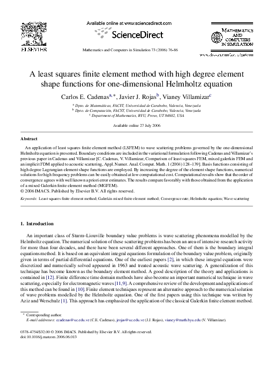 Pdf A Least Squares Finite Element Method With High Degree Element Shape Functions For One