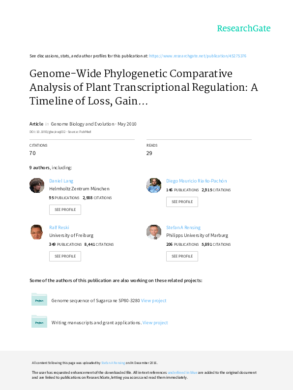 (PDF) Genome-wide phylogenetic comparative analysis of plant ...