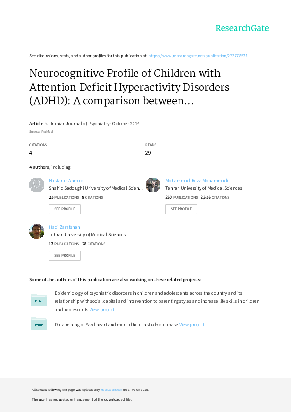 (PDF) Neurocognitive Profile of Children with Attention Deficit Hyperactivity Disorders (ADHD ...