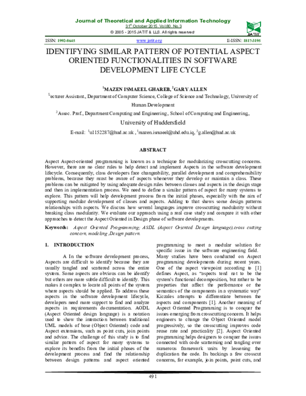 (PDF) IDENTIFYING SIMILAR PATTERN OF POTENTIAL ASPECT ORIENTED FUNCTIONALITIES IN SOFTWARE ...
