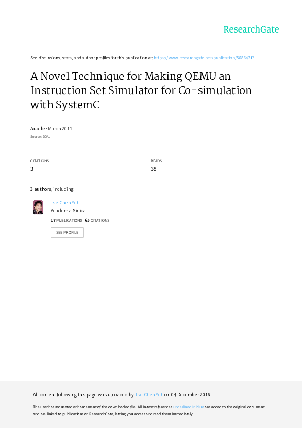 Pdf A Novel Technique For Making Qemu An Instruction Set Simulator
