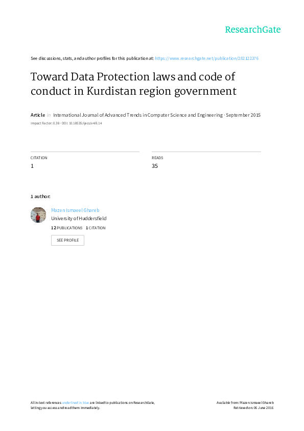 (PDF) Toward Data Protection laws and code of conduct in Kurdistan ...