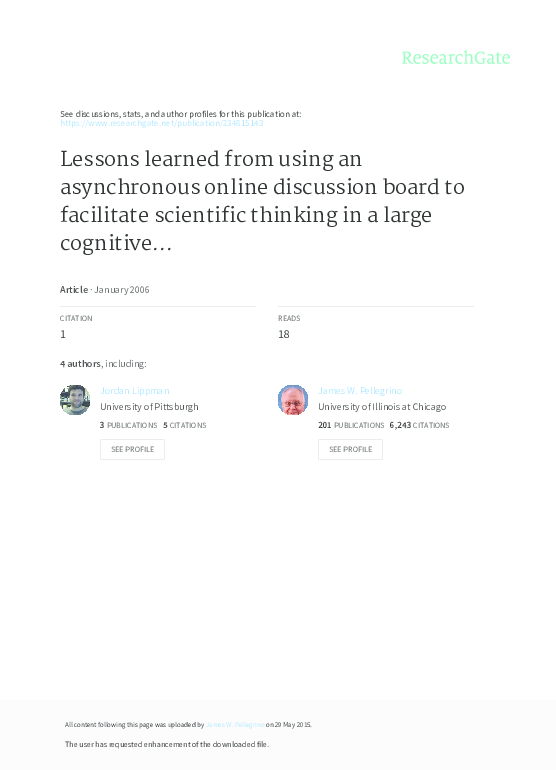 (PDF) Lessons learned from using an asynchronous online discussion ...